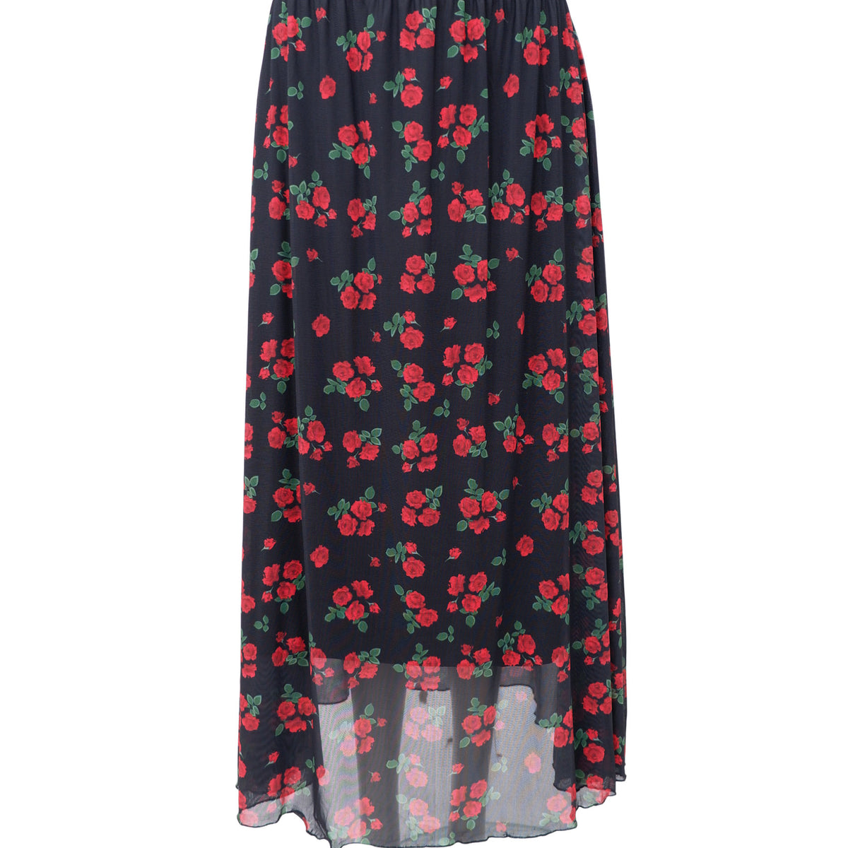 BCANNIE mesh skirt - Red Flower – Black Colour